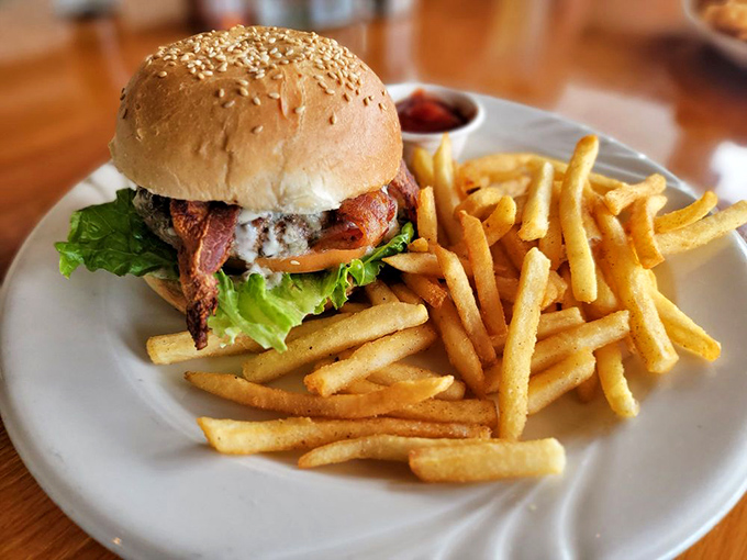 This isn't just a burger&mdash;it's a towering achievement of beef, bacon, and blue cheese that makes you wonder why you'd ever order anything else.