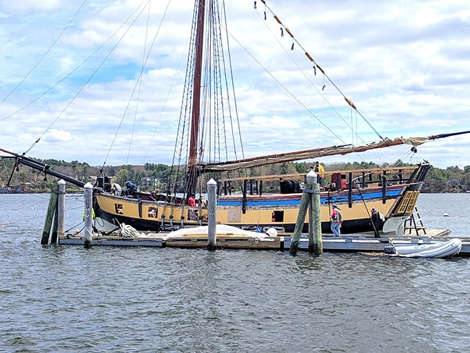 Maritime heritage on display! This beautifully restored sailing vessel honors Wiscasset's seafaring past while offering visitors a glimpse of life on the water.