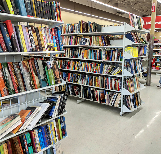 The book section rivals small libraries, offering everything from forgotten bestsellers to that cookbook your grandmother swore by.