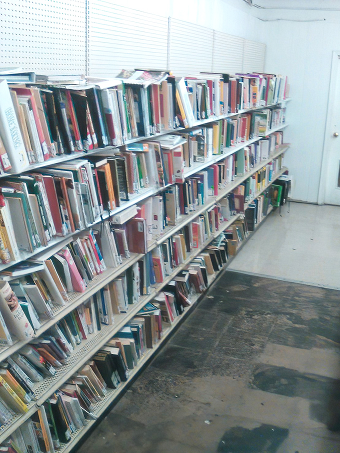The book section: where literary treasures hide in plain sight. Somewhere on these shelves is the out-of-print cookbook someone's grandmother once owned.