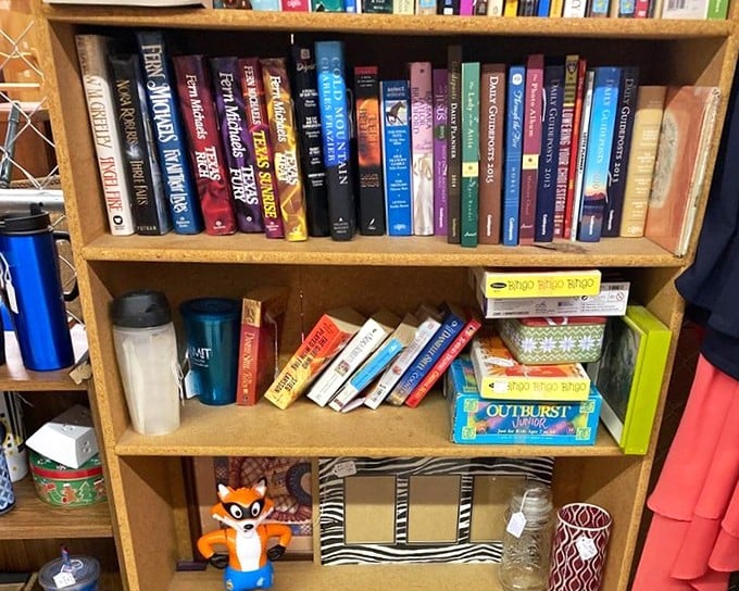Literary treasures await new homes, with Frank McCourt rubbing spines with fantasy adventures and that fox figurine making another sneaky appearance.