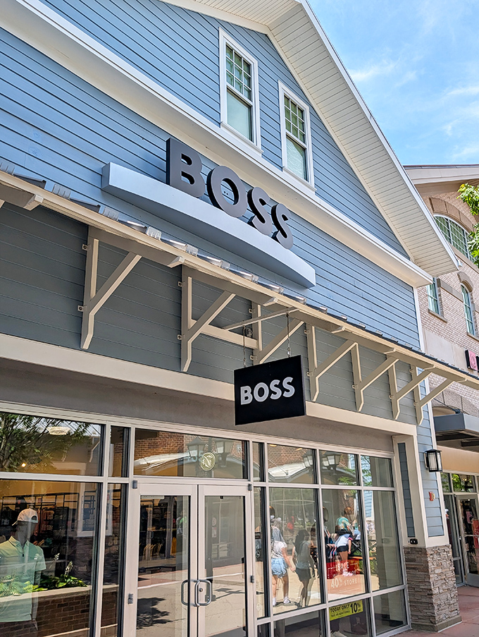 BOSS storefront offers the promise of looking like a million bucks while spending considerably less, the ultimate power move in fashion economics.