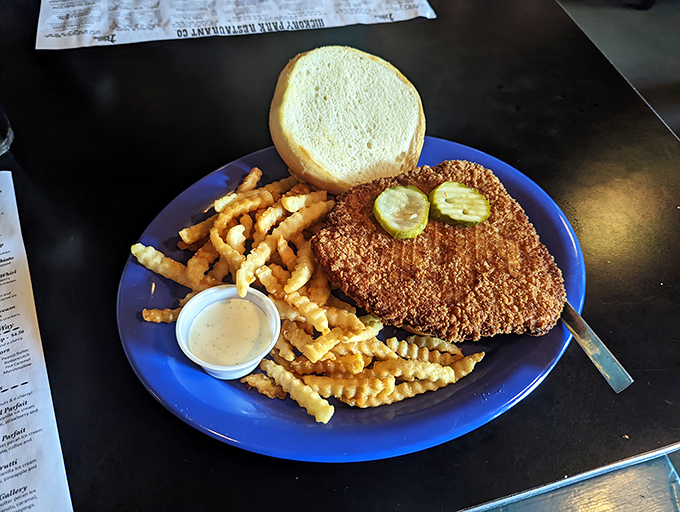 Iowa's unofficial state dish &ndash; a breaded pork tenderloin that's having an identity crisis about whether it's a meal or a frisbee.