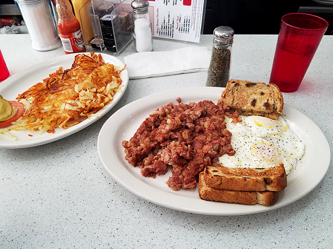 When corned beef hash meets eggs and toast, magic happens on a plate &ndash; the kind of simple perfection that needs no explanation.