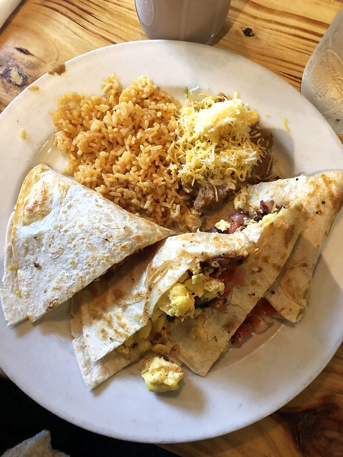 Breakfast quesadilla bringing Southwestern flair to Tennessee mornings. When eggs, cheese, and tortillas unite, beautiful things happen on your taste buds.