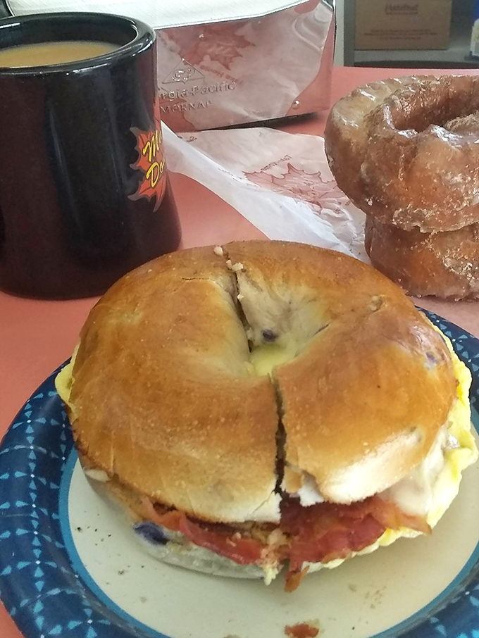 The breakfast sandwich that says, "Yes, we make more than donuts, but you're still at a donut shop, so live a little."