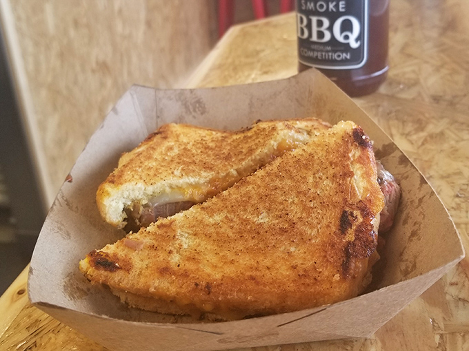 Grilled cheese meets brisket in this mashup that's basically comfort food having a beautiful meeting with serious BBQ credentials.