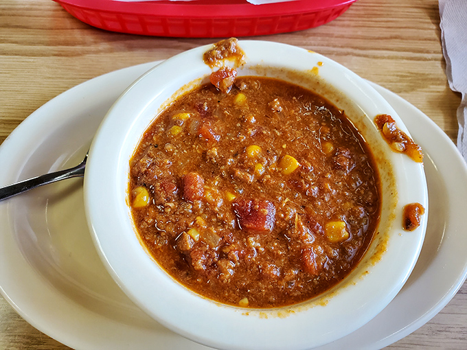 Brunswick stew that looks like it could tell stories&mdash;chunks of meat and vegetables swimming in a tomato broth that's been simmering since yesterday.