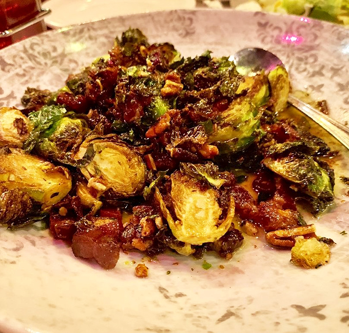 Brussels sprouts with bacon because vegetables are just an excuse to eat more pork, and we're okay with that.