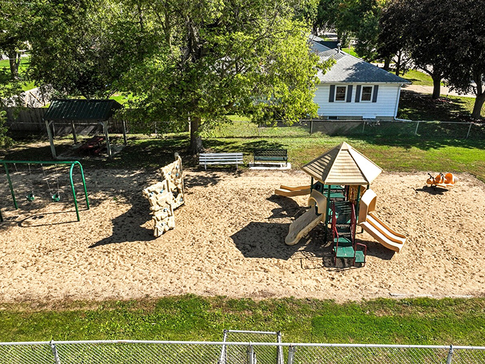 Childhood still happens outdoors in Osage, where playground equipment doesn't need a smartphone app to operate.