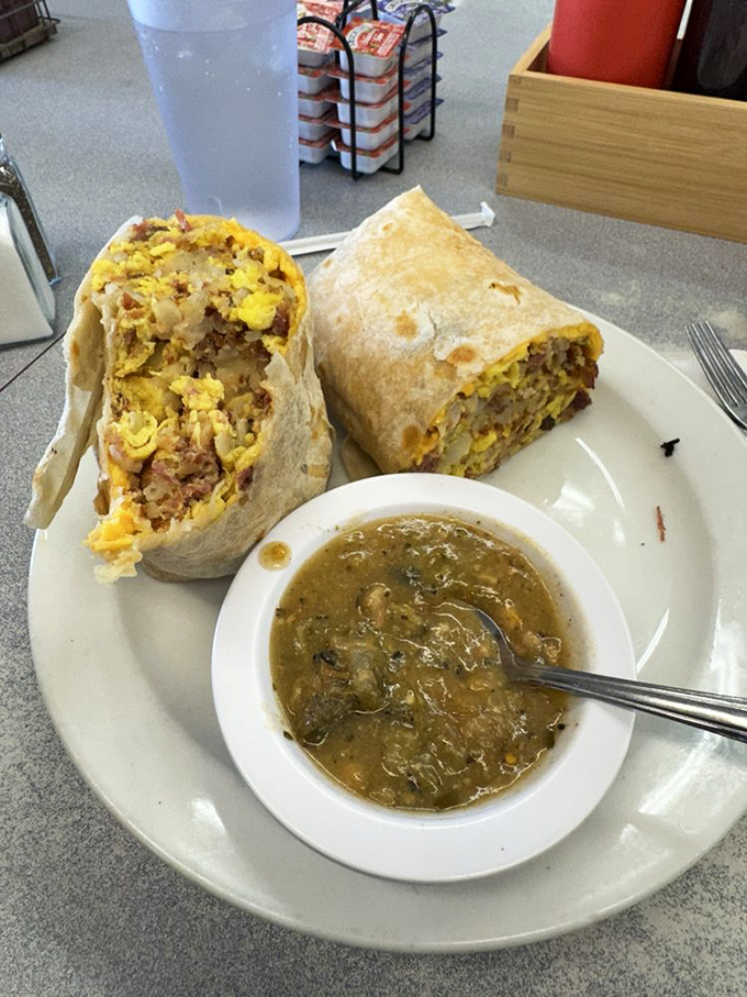 This breakfast burrito isn't messing around&mdash;it's a serious commitment to starting your day with a proper food hug.