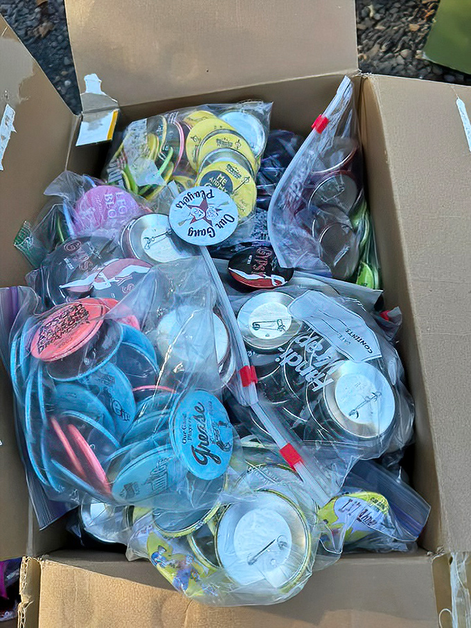 Button bonanza! Tiny time capsules of slogans, bands, and causes that let you wear your personality (or someone else's) on your lapel.