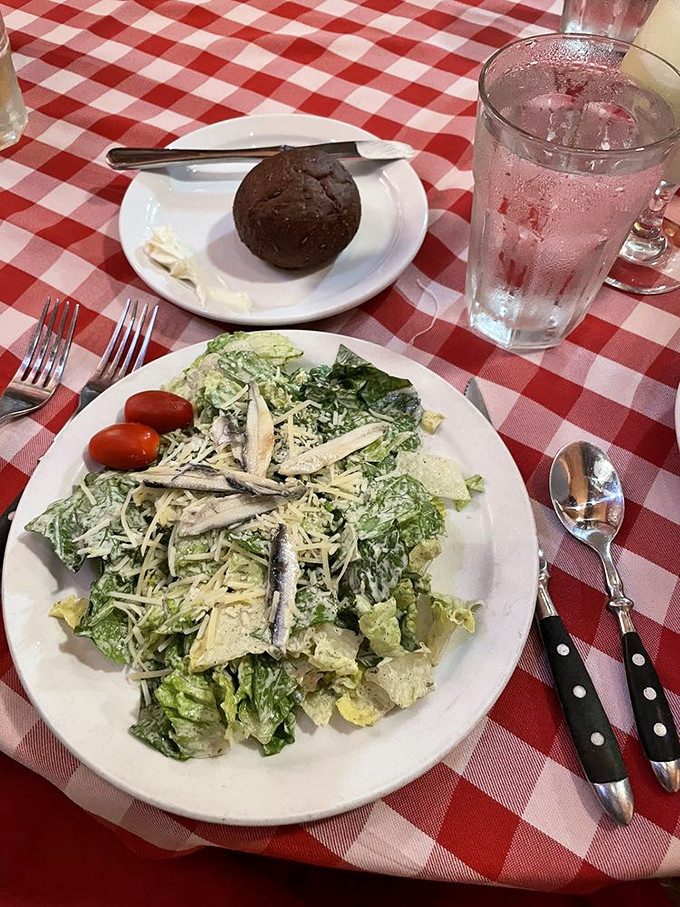 Even the Caesar salad gets the Western treatment with those tiny anchovy fillets standing in like cowboys overlooking their leafy green ranch.