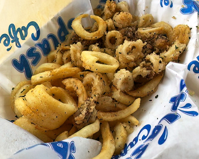 Calamari that defies the rubbery reputation of lesser establishments, these golden rings are the jewelry of the seafood world.