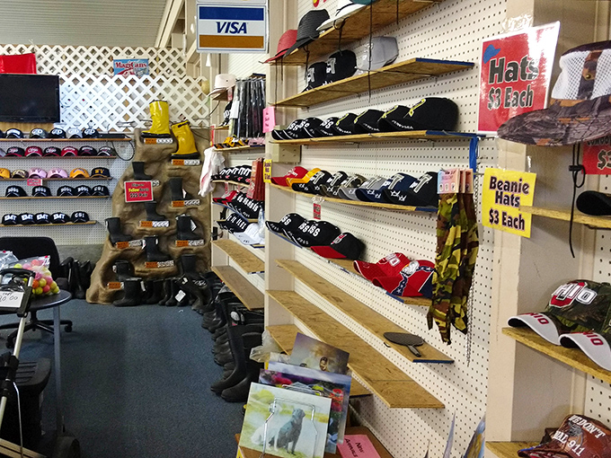Hat heaven for sports fans and fashion seekers alike. Your next conversation starter is hanging somewhere in this sea of brims.