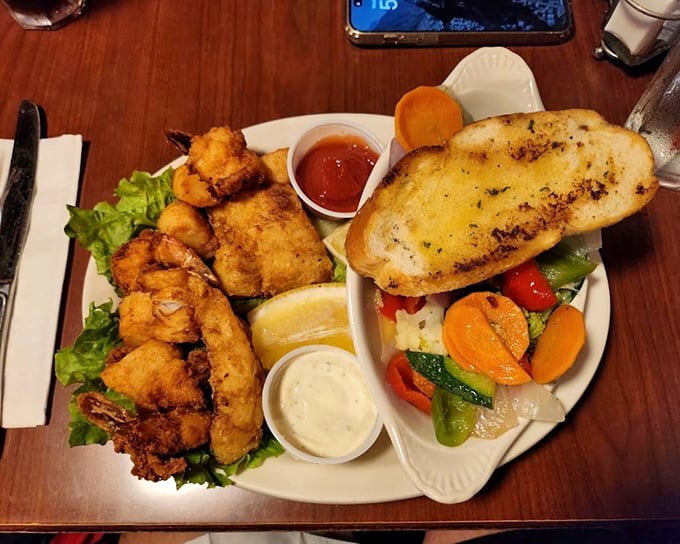 The Captain's Plate doesn't just feed you&mdash;it tells the story of Alaska's waters with perfectly fried seafood alongside vegetables that didn't spend weeks on a cargo ship.