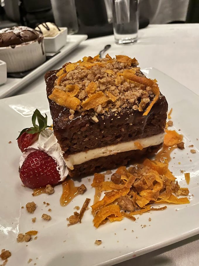 Layers of moist chocolate cake and cream crowned with honeycomb crunch&mdash;dessert architecture that would make Frank Lloyd Wright applaud.