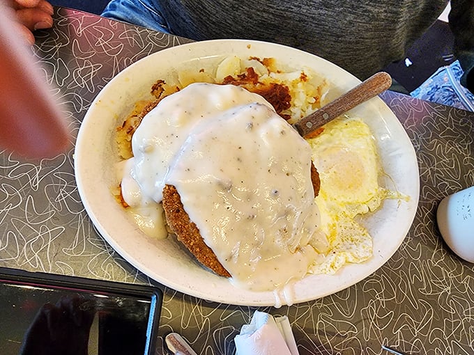 When gravy cascades over chicken fried steak like Niagara Falls, you know you're in for a magnificent morning.