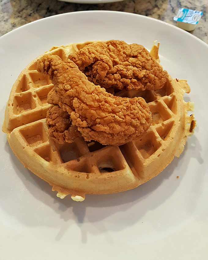 Chicken and waffles: the breakfast equivalent of a power couple. Crispy meets fluffy in a relationship that makes morning people out of night owls.