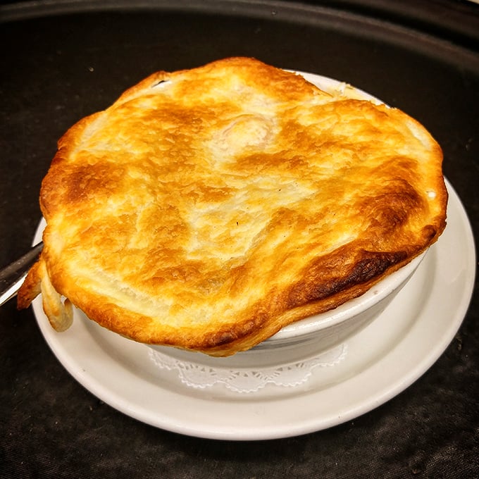 This chicken pot pie isn't messing around &ndash; that golden dome of pastry is the roof over a neighborhood of comfort where all your favorite ingredients live harmoniously.