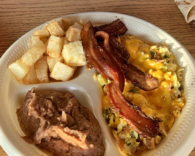 Breakfast doesn't get more satisfying than this plate &ndash; eggs, bacon, potatoes, and beans in perfect harmony. The breakfast band's greatest hits album.