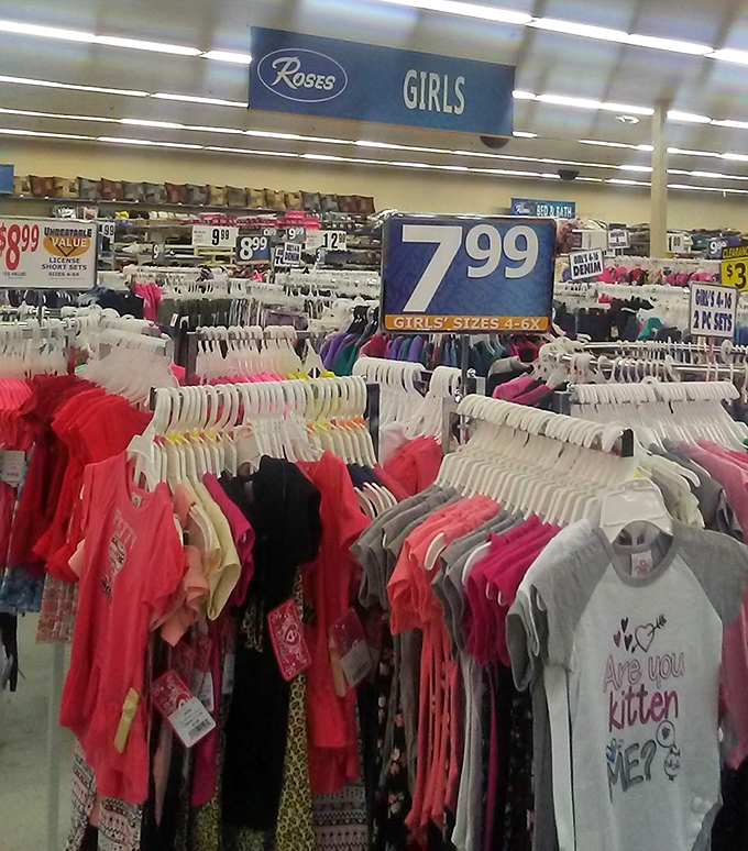 The girls' clothing section: where parents discover they can afford both the unicorn shirt AND the kitten tee. Crisis averted!