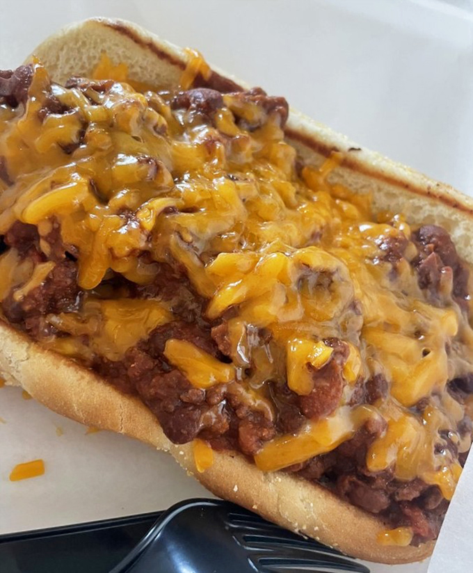 Chili cheese perfection that requires both napkins and commitment. Worth every delicious drip that might end up on your shirt.