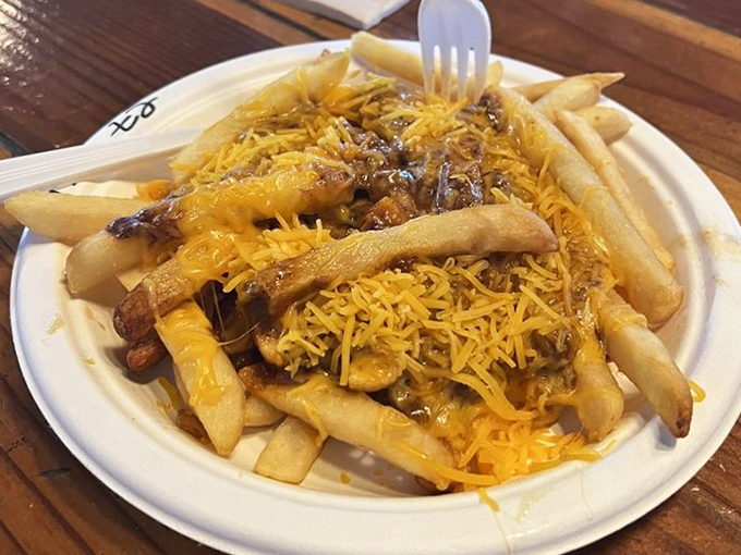 Chili cheese fries that blur the line between side dish and main event&mdash;a glorious mess that requires both fork and commitment.
