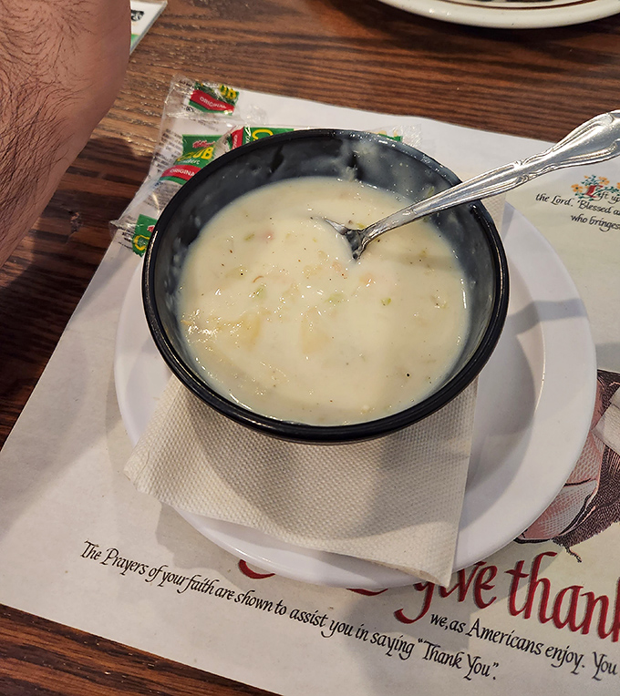 Clam chowder so creamy it could make a New Englander question their loyalty &ndash; served with the reverence this humble soup deserves.