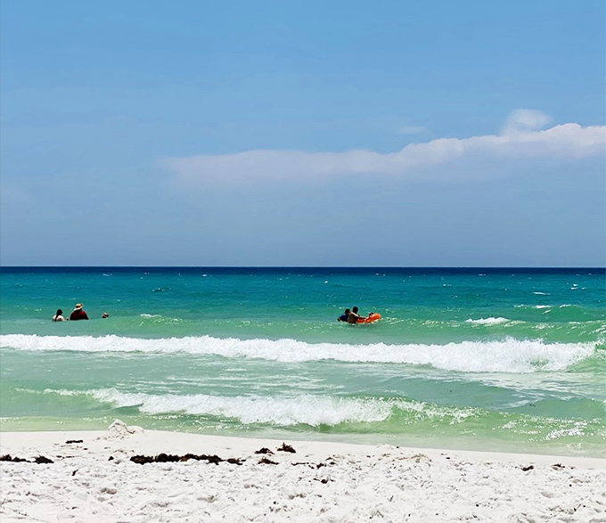 Boogie boards optional, childlike joy mandatory. The gentle waves at Opal Beach offer just enough excitement without the drama of rougher shores.