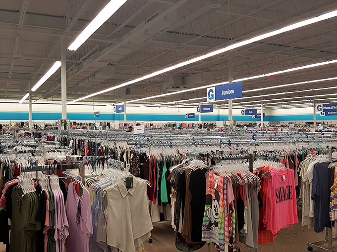 Rack after rack of possibilities in the Juniors section—teenage fashion dreams without the nightmare prices parents dread.