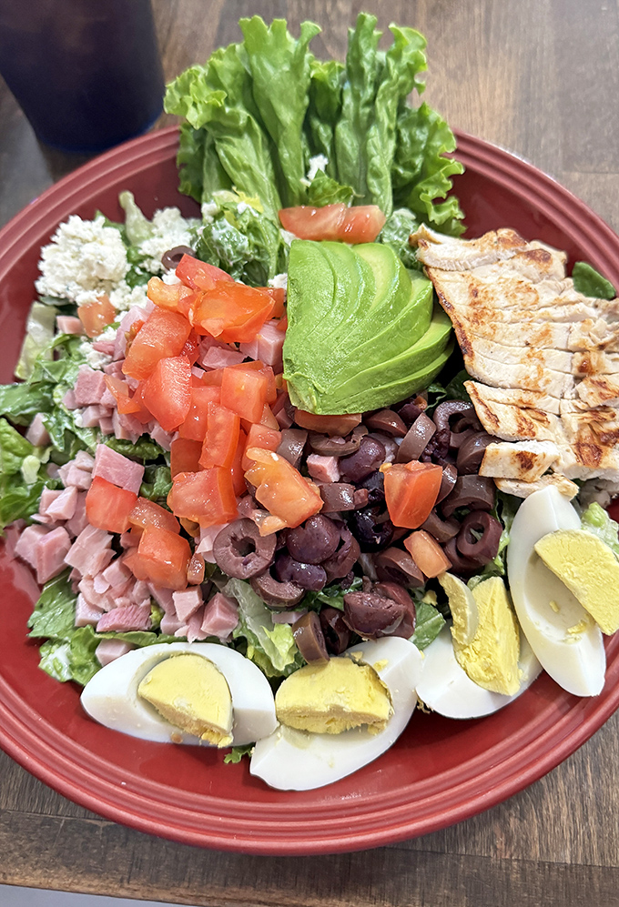 This Cobb salad isn't just a salad—it's a protein festival with avocado VIP passes and hard-boiled egg backstage credentials.
