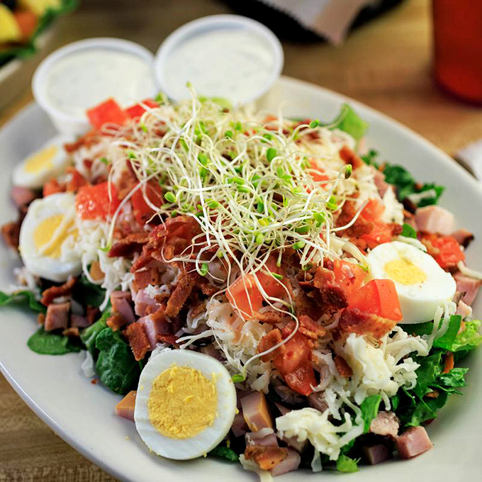 This Cobb salad isn't just lunch &ndash; it's an architectural masterpiece of protein, veggies, and egg that makes "eating your greens" a pleasure.