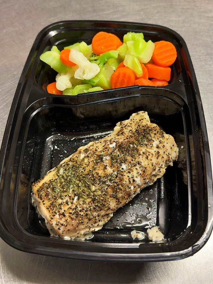 Herb-crusted fish with vegetables that haven't forgotten their connection to actual farms. Simple food done right is revolutionary these days. 