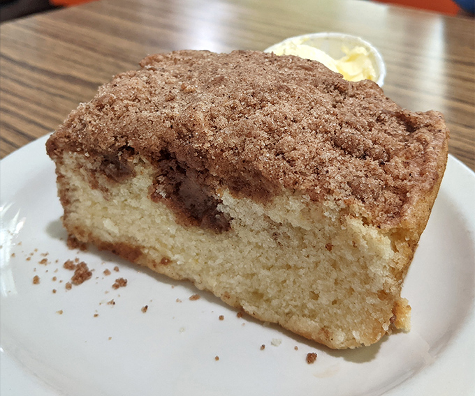 Coffee cake that doesn't need coffee as an excuse. That crumbly topping is what dreams and stretchy pants were made for.