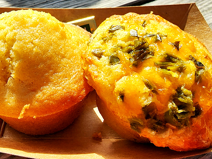 Golden cornbread muffins that would make your grandmother both jealous and proud. The perfect sponge for soaking up every last drop of barbecue sauce.