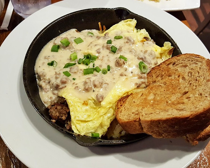 This skillet of corned beef hash topped with eggs and gravy is what breakfast dreams are made of &ndash; hearty, indulgent, and unapologetically delicious.