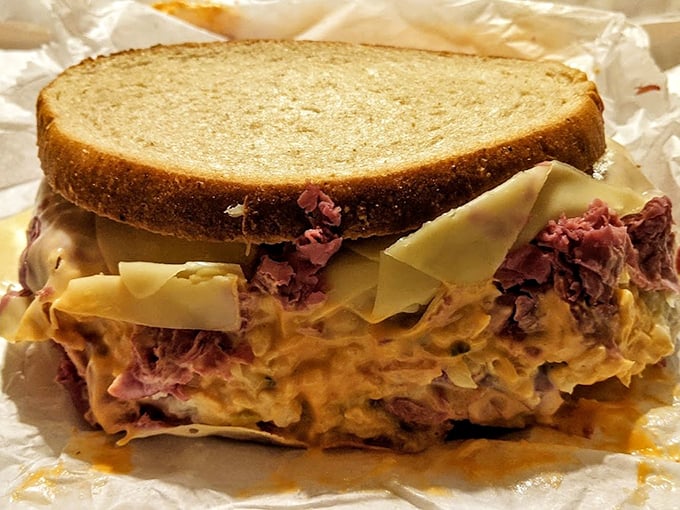 The corned beef sandwich—where Russian dressing meets Swiss cheese in a delicious diplomatic summit. This could solve world peace, one bite at a time.