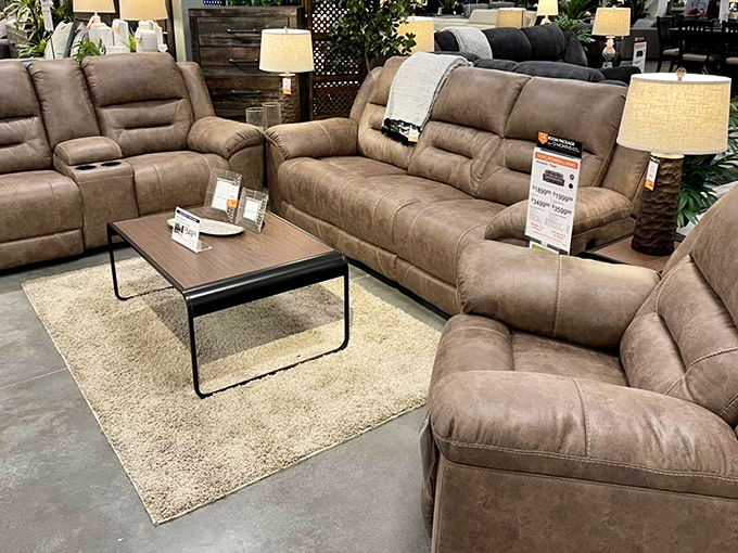Living room goals on display. These neutral-toned couches whisper, "Imagine how many naps you could take on me."