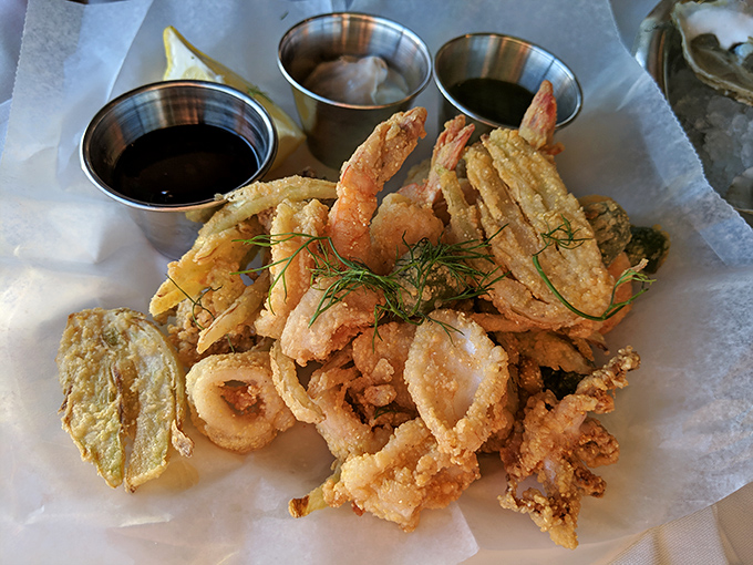 This crispy seafood medley is what happens when calamari and prawns decide to dress up for a night on the town.