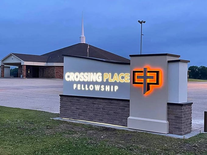 Modern churches like Crossing Place Fellowship show Franklin's community spirit thrives across generations and architectural styles beautifully.