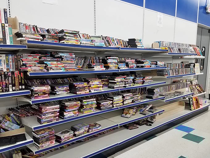 The DVD section: physical media's last stand and a nostalgic trip through Hollywood history. No buffering, just browsing.