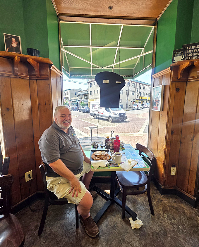 Window seats at Dor-Stop offer prime people-watching with your pancakes&mdash;breakfast and a show for the price of one.