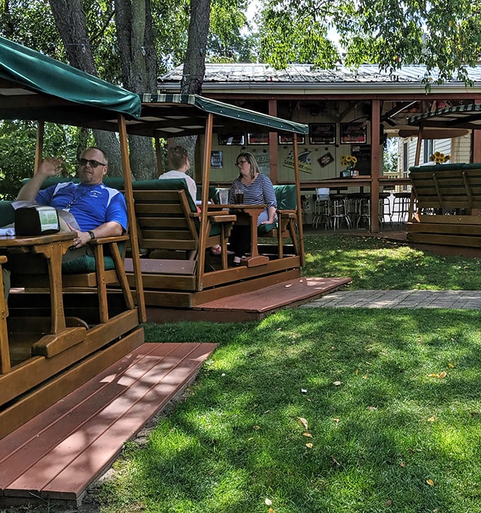 The outdoor seating area: where "I'll just have one drink" turns into three hours of conversation and watching the world go by.