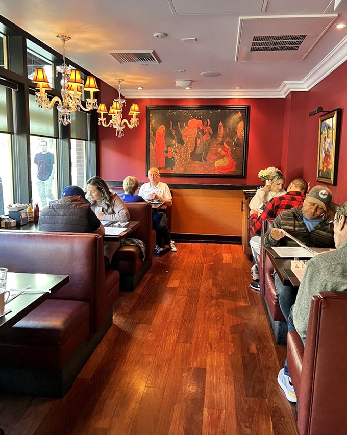 The dining room buzzes with the satisfied murmurs of regulars who've been solving the world's problems over coffee for decades.