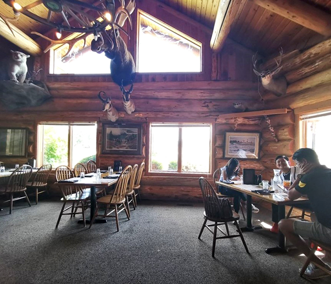 Dining under watchful wildlife is part of the experience&mdash;these mounted trophies have seen generations of satisfied smiles.