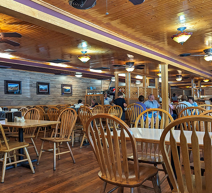 The dining room buzzes with the universal language of satisfaction—a space where strangers become temporary family united by gravy and good cooking.