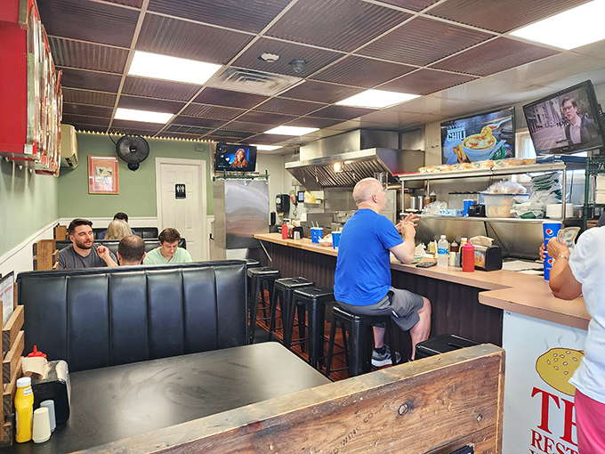 The dining area isn't designed by celebrity decorators, but by decades of satisfied customers and burger-induced happiness.