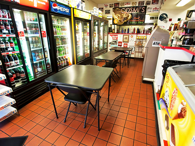 Simple tables where sandwich magic happens. No white tablecloths needed when the food is this good.