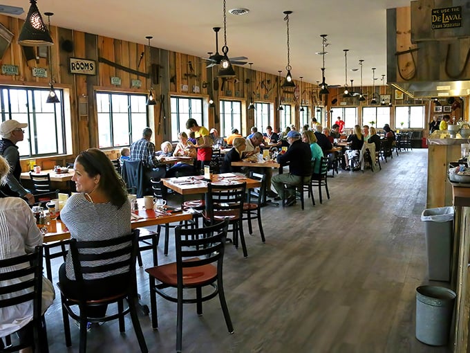 The dining room hums with happy conversation &ndash; everyone united in their pancake pilgrimage to this mountain sanctuary.